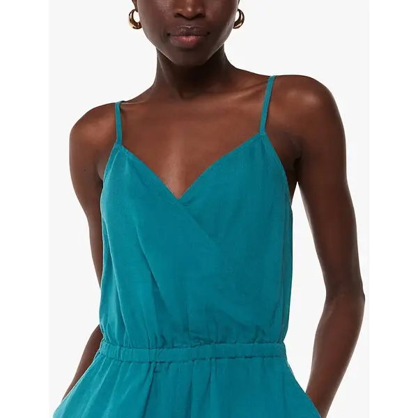 Whistles Wrap-front Sleeveless Linen And Cotton-blend Jumpsuit