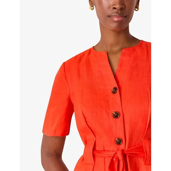 Whistles Fiona Short-sleeved Linen Jumpsuit