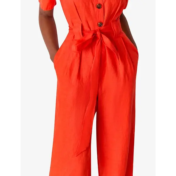 Whistles Fiona Short-sleeved Linen Jumpsuit