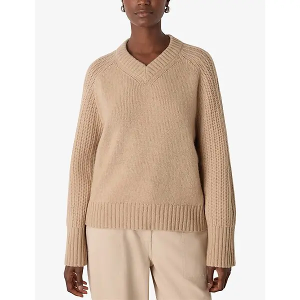 Whistles V-neck Knitted Wool Jumper