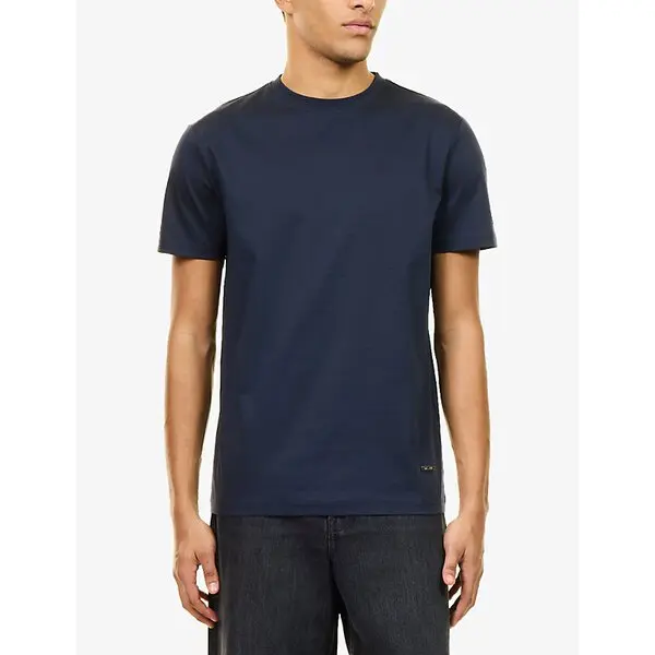 BELIER Mercerised Short-sleeve Cotton T-shirt - Navy