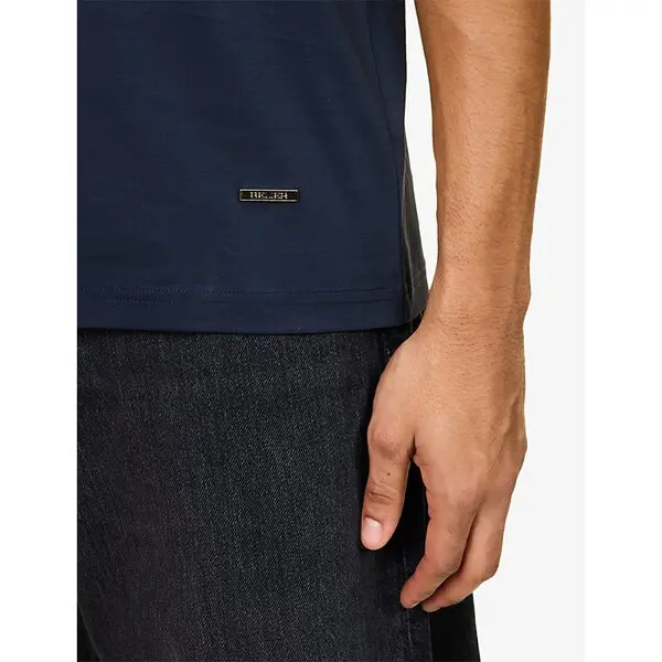 BELIER Mercerised Short-sleeve Cotton T-shirt - Navy