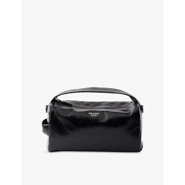 Prada Brand-embossed Leather Top-handle Bag - Black