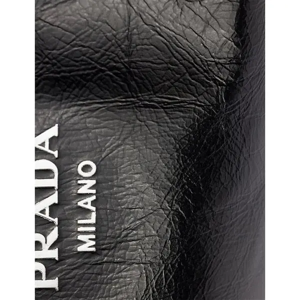 Prada Brand-embossed Leather Top-handle Bag - Black