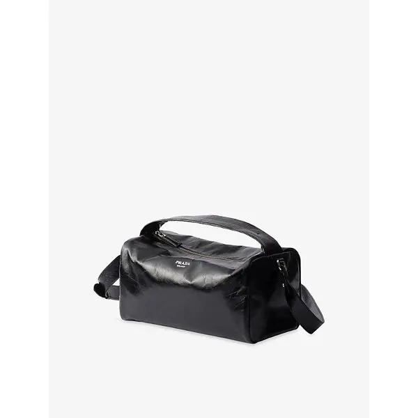 Prada Brand-embossed Leather Top-handle Bag - Black