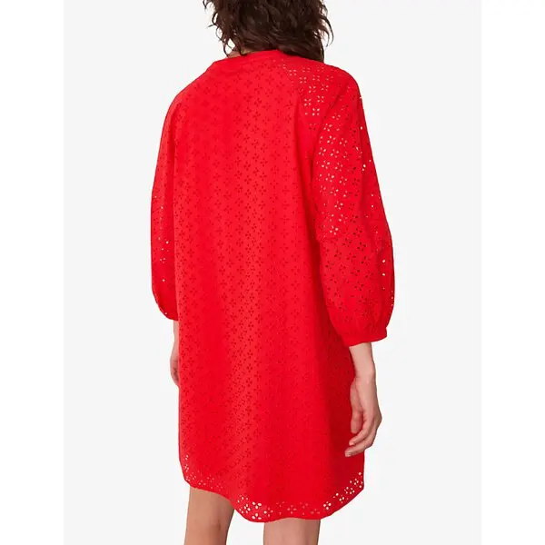Whistles Broderie V-neck Cotton Mini Dress