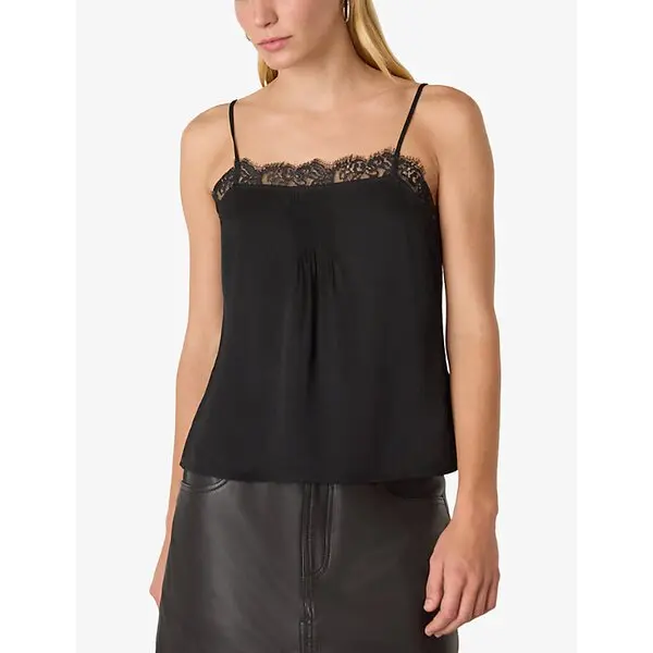 Whistles Lace-trim Crepe Cami Top