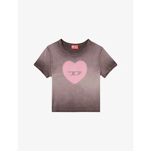 DIESEL® Heart-print Stretch-cotton T-shirt - 7fg