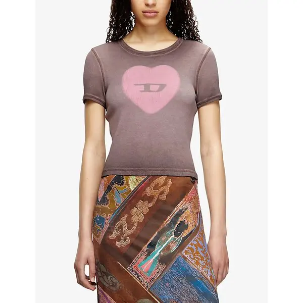 DIESEL® Heart-print Stretch-cotton T-shirt - 7fg