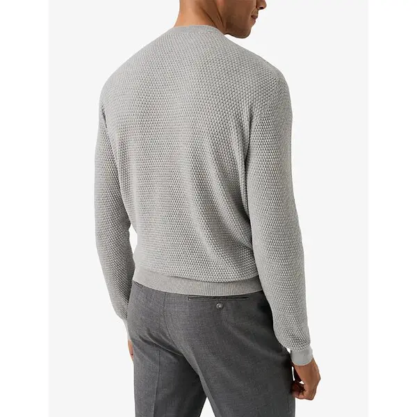 Eton Branded Crewneck Cotton-knit Sweatshirt - Light Grey