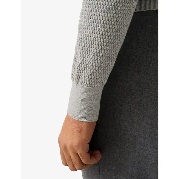 Eton Branded Crewneck Cotton-knit Sweatshirt - Light Grey