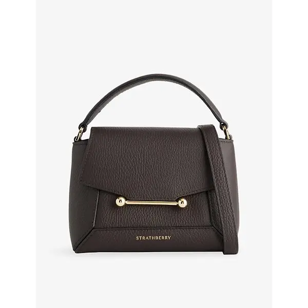 Strathberry Mosaic Nano Leather Top Handle Bag - Espresso