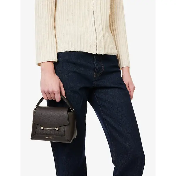 Strathberry Mosaic Nano Leather Top Handle Bag - Espresso