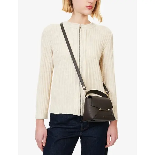 Strathberry Mosaic Nano Leather Top Handle Bag - Espresso