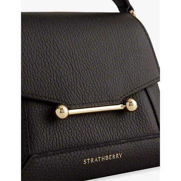 Strathberry Mosaic Nano Leather Top Handle Bag - Espresso