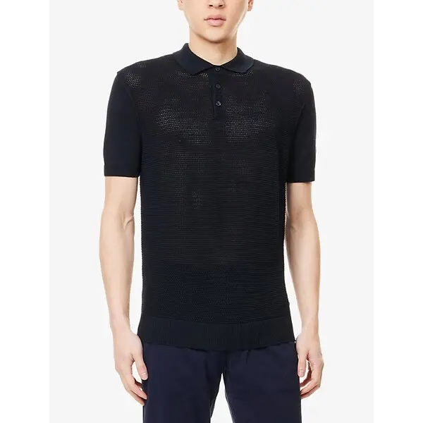 Orlebar Brown Burnham Textured-pattern Cotton-and-silk Polo Shirt