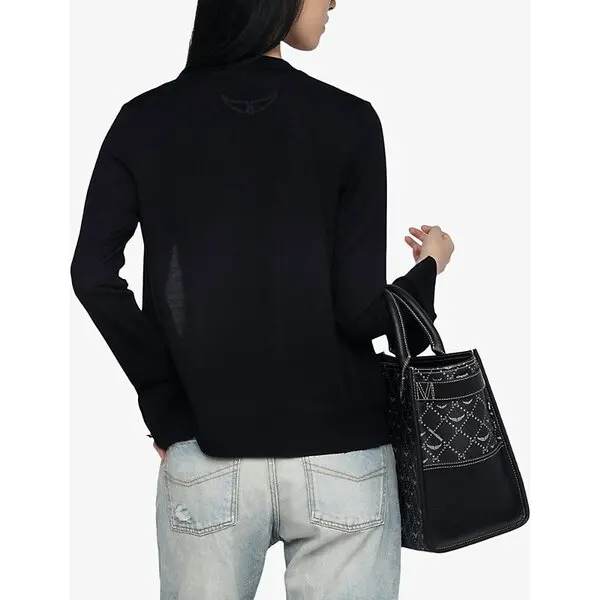 Zadig&Voltaire Jemma Diamante-buttoned Merino-wool Cardigan