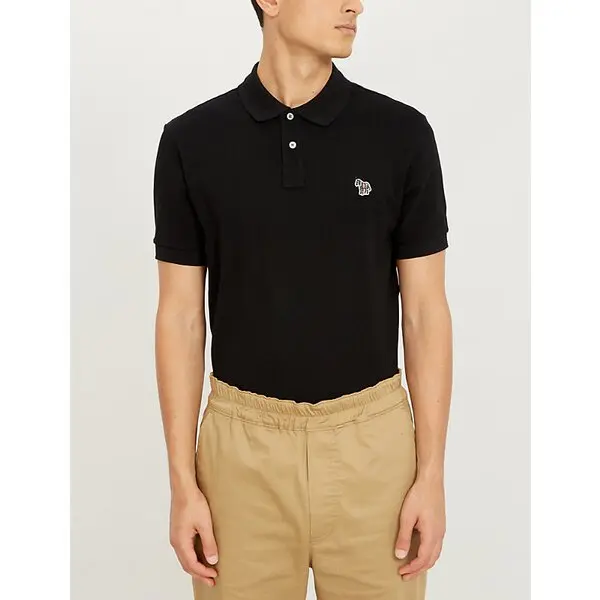 Paul Smith Zebra-embroidered Cotton-piqué Polo Shirt - Black