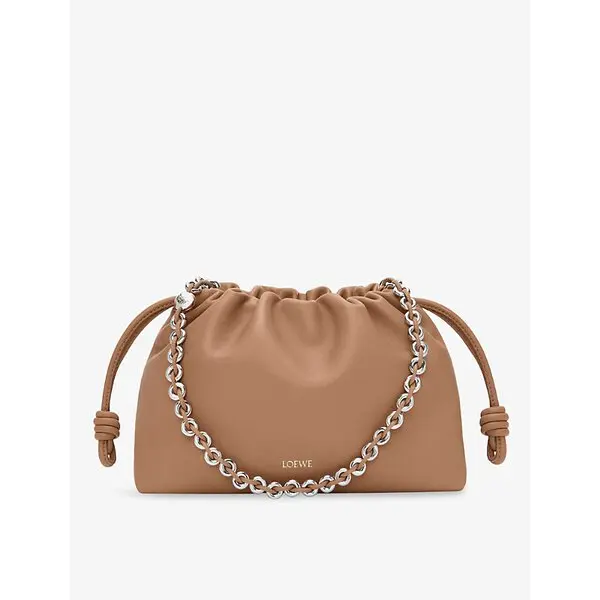 Loewe Flamenco Medium Leather Clutch Bag - Mocha