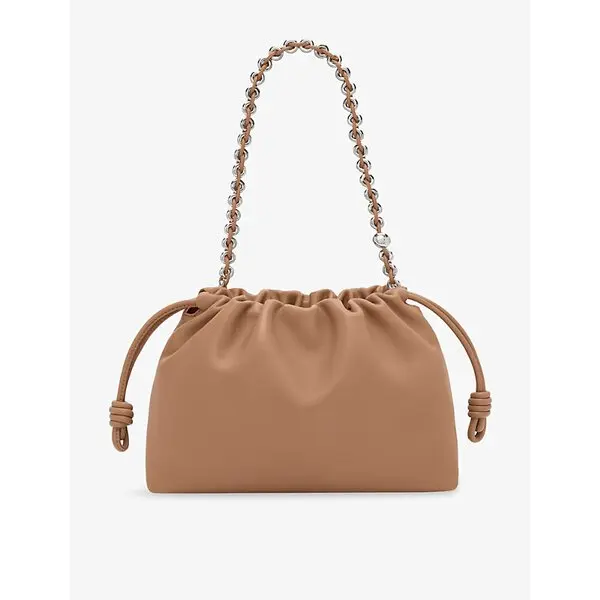 Loewe Flamenco Medium Leather Clutch Bag - Mocha