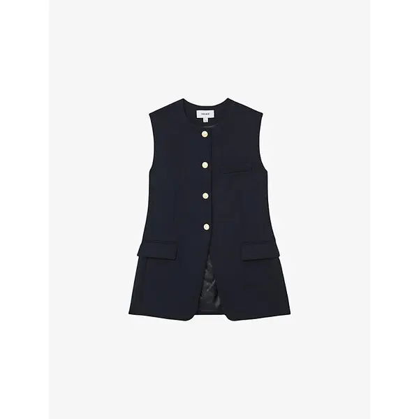 REISS Gabi Button-through Stretch-woven Waistcoat