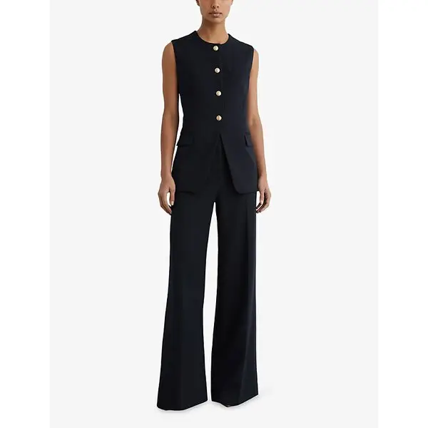 REISS Gabi Button-through Stretch-woven Waistcoat