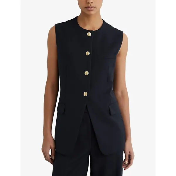 REISS Gabi Button-through Stretch-woven Waistcoat