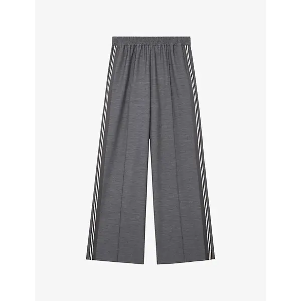 REISS Marlow Mélange Side-stripe Wide-leg Trousers