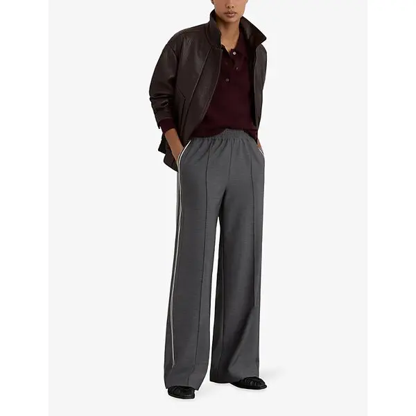 REISS Marlow Mélange Side-stripe Wide-leg Trousers