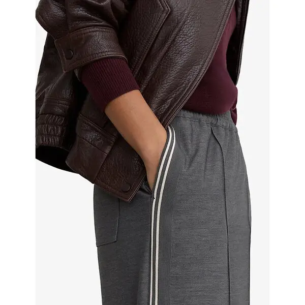 REISS Marlow Mélange Side-stripe Wide-leg Trousers