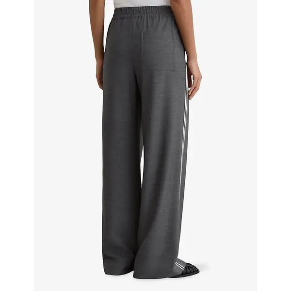 REISS Marlow Mélange Side-stripe Wide-leg Trousers