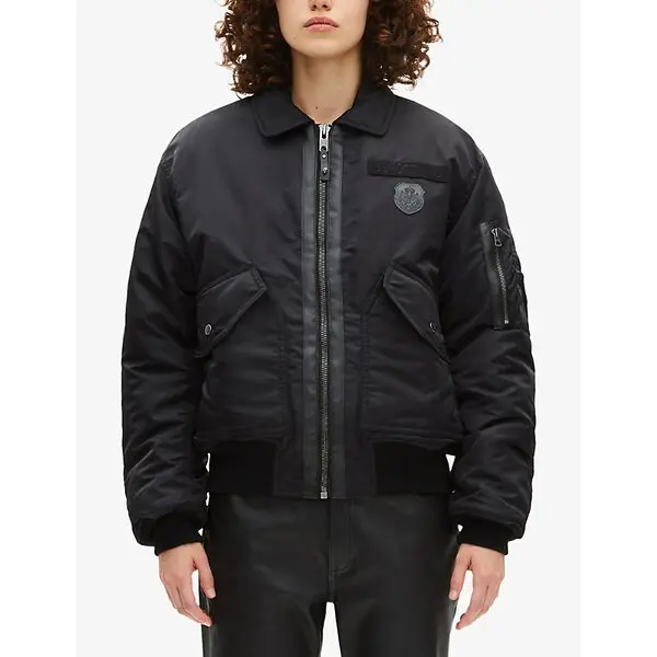 The Kooples Branded Shell Bomber Jacket