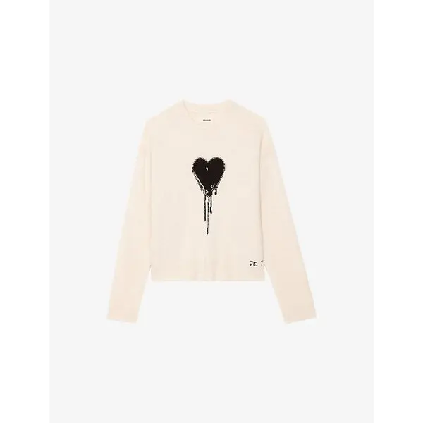 Zadig&Voltaire Heart Intarsia Cashmere Jumper - Eggshell