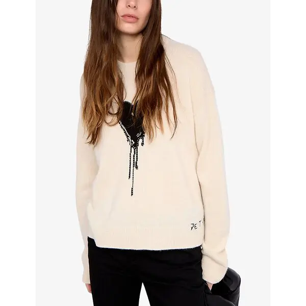 Zadig&Voltaire Heart Intarsia Cashmere Jumper - Eggshell