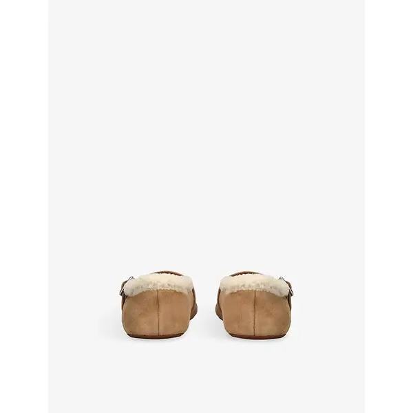Alaïa Double-faced Shearling And Suede Ballet Flats - Camel