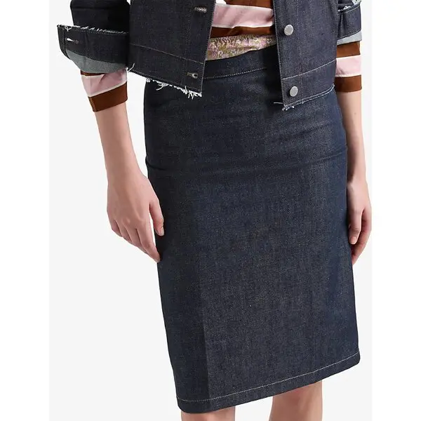 Prada Mid-rise Denim Pencil Skirt
