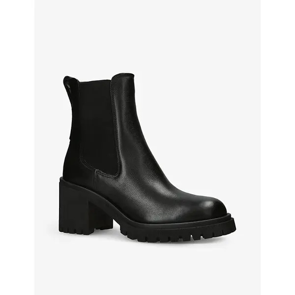 Carvela Mega Logo-plaque Leather Heeled Ankle Boots
