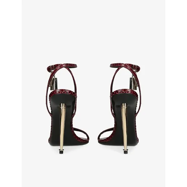 TOM FORD Padlock 105 Leather Heeled Sandals - Red/dark