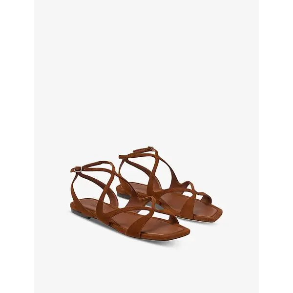 JIMMY CHOO Ayla Suede Flat Sandals - Tan