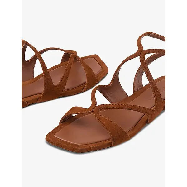 JIMMY CHOO Ayla Suede Flat Sandals - Tan