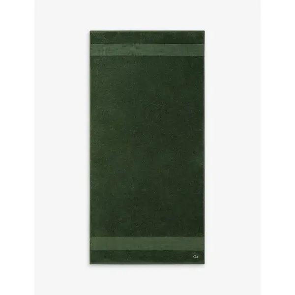 Lacoste Le Croco Logo-embroidered Cotton 70cm X 140cm - Vert