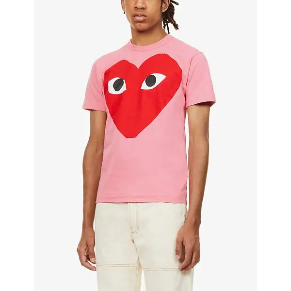 Play Comme Des Garcon Heart-print Cotton-jersey T-shirt