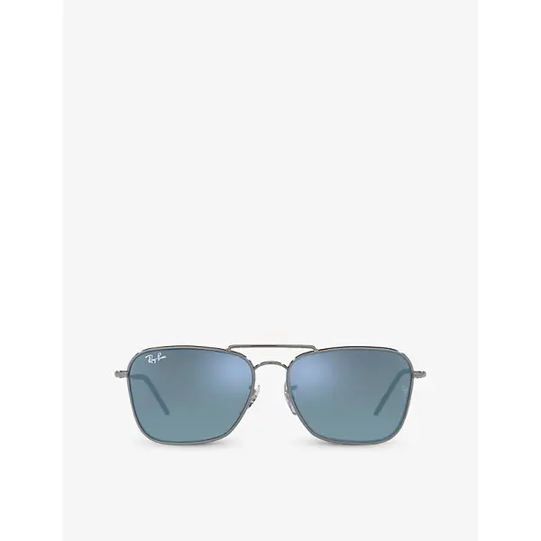 Ray-ban Caravan Square-frame Metal Sunglasses - Grey