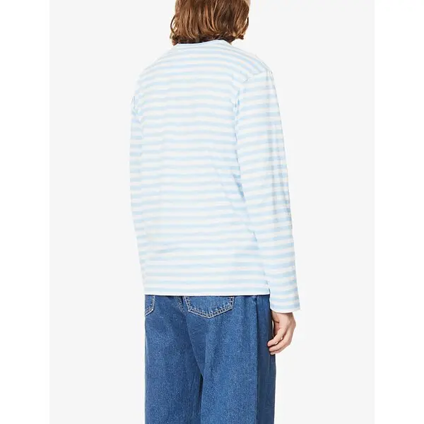 Play Comme Des Garcon Striped Cotton-jersey Top - Blue