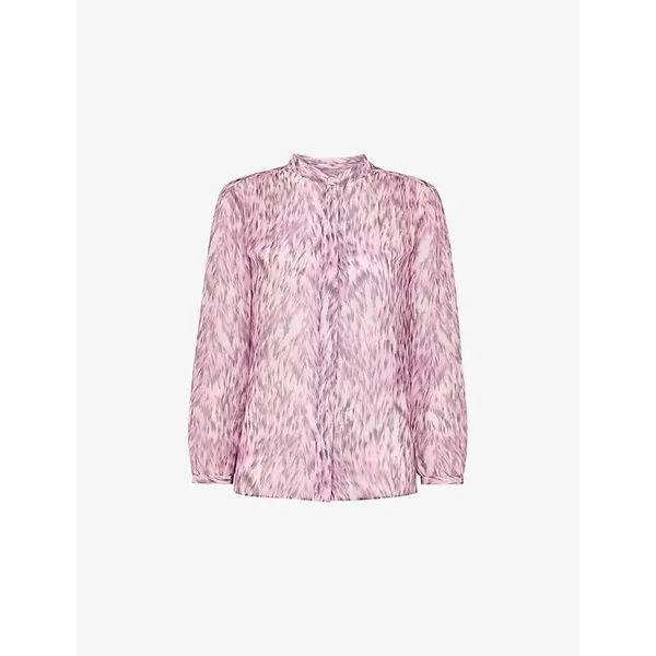 Whistles Leopard-print Pleated Woven Shirt