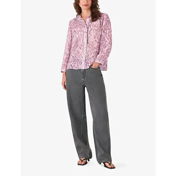 Whistles Leopard-print Pleated Woven Shirt