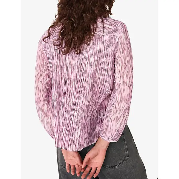 Whistles Leopard-print Pleated Woven Shirt