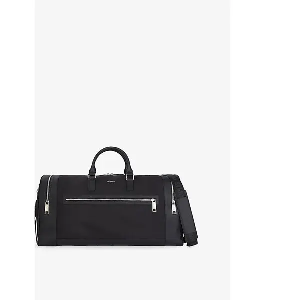 The Kooples Grained Leather-trim Canvas Weekend Holdall - Black