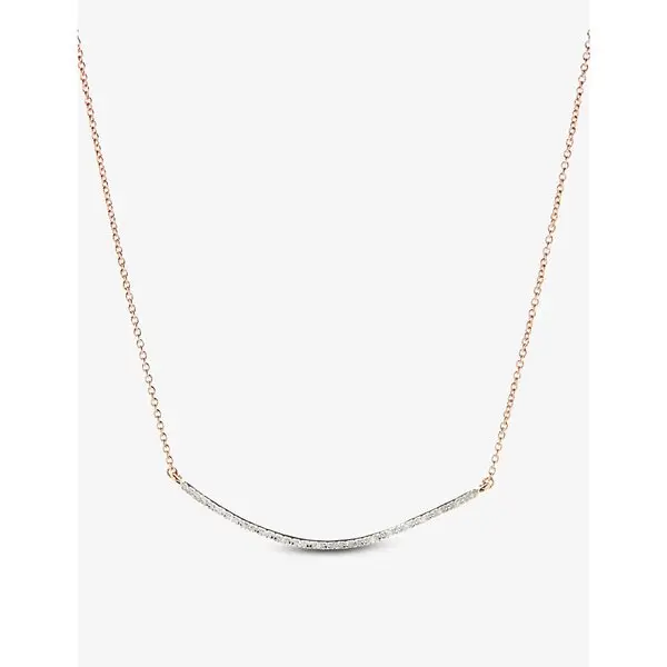 Monica Vinader Riva Wave 18ct Rose-plated Vermeil Sterling Silver And Diamond Necklace - Gold