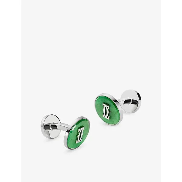Cartier Double C De Sterling- And Aventurine Cufflinks - Silver